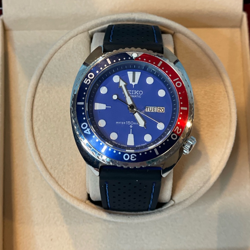 Seiko 6309 7040 Turtle Diver Pepsi Mod - Gem
